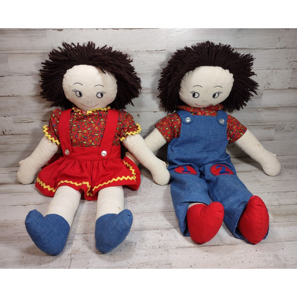 unbranded | Toys | Vintage Boy And Girl Rag Doll Set Yarn Hair ...